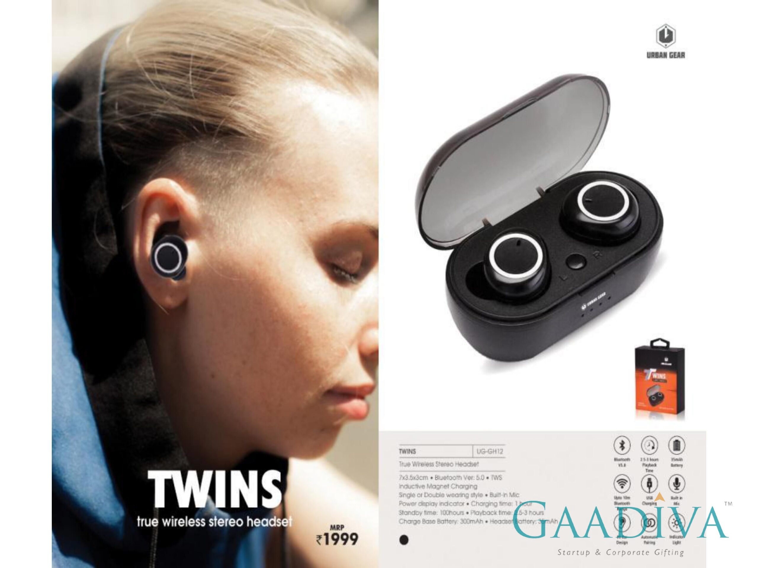 True Wireless Stereo Headset - TWINS - Gaadiva