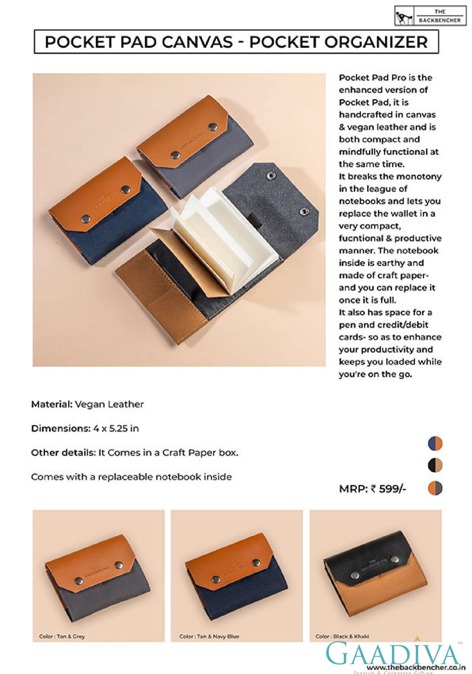 Pocket Pad Canvas - Pocket Organizer - Gaadiva